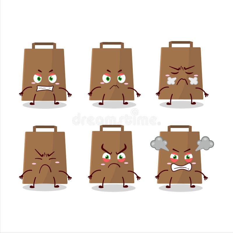 Papper Bag Cartoon Character with Various Angry Expressions Stock ...