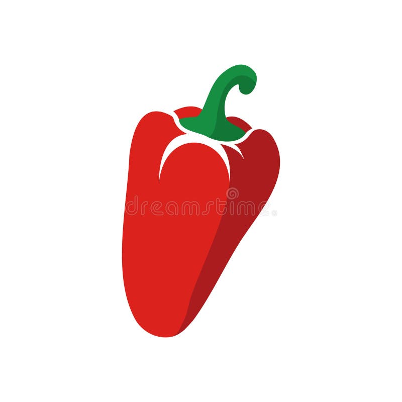Paprica Bell Pepper Flat Vector Material Design Isolated on White Stock ... Paprica Bell Pepper Flat Vector Material Design Isolated on White Stock ...