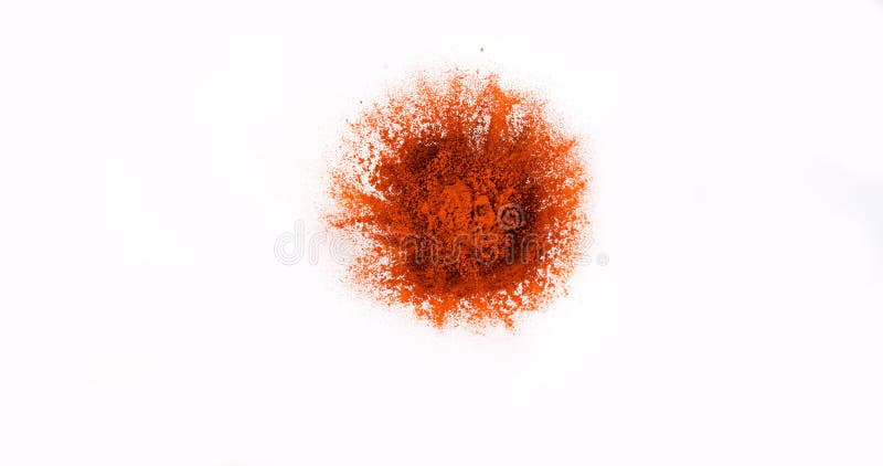 Paprika, Capsicum Annuum, Powder Exploding Against White Background ...