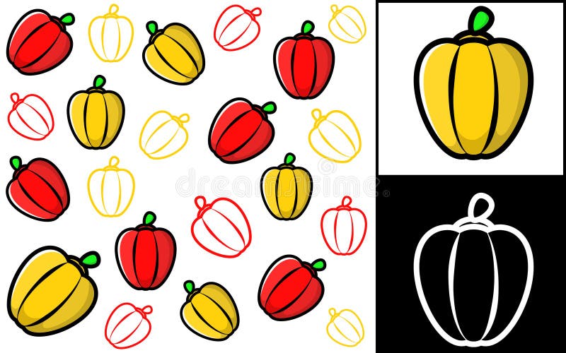 Paprika Fruit Icon Pattern Design Vector Stock Vector - Illustration of summer, paprika: 376893933