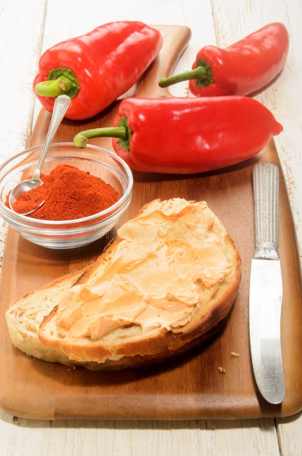 Paprika Spread on a Slice of Bread Stock Image - Image of spicy, bread ...