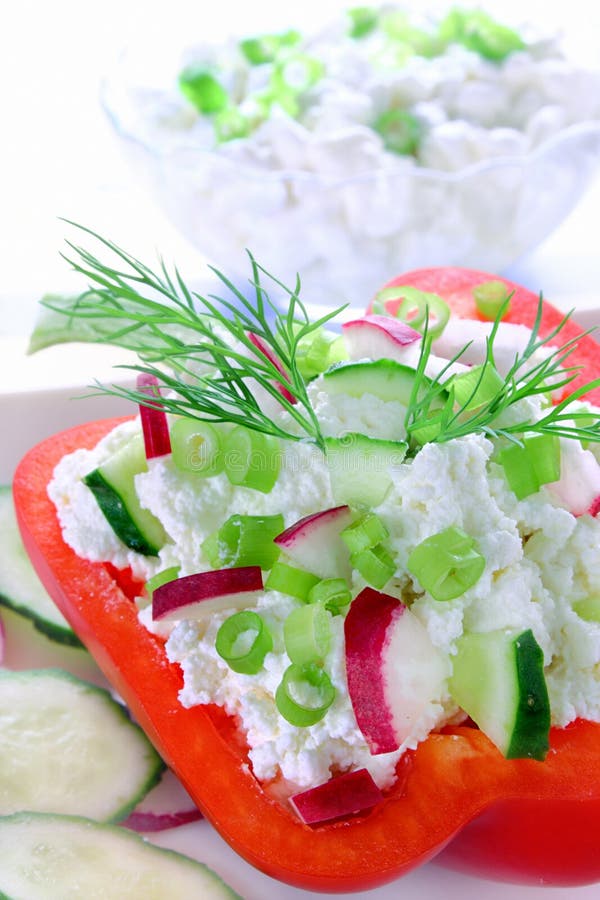 Paprika Stuffed Cottage Cheese Stock Image - Image of cheese, cottage ...
