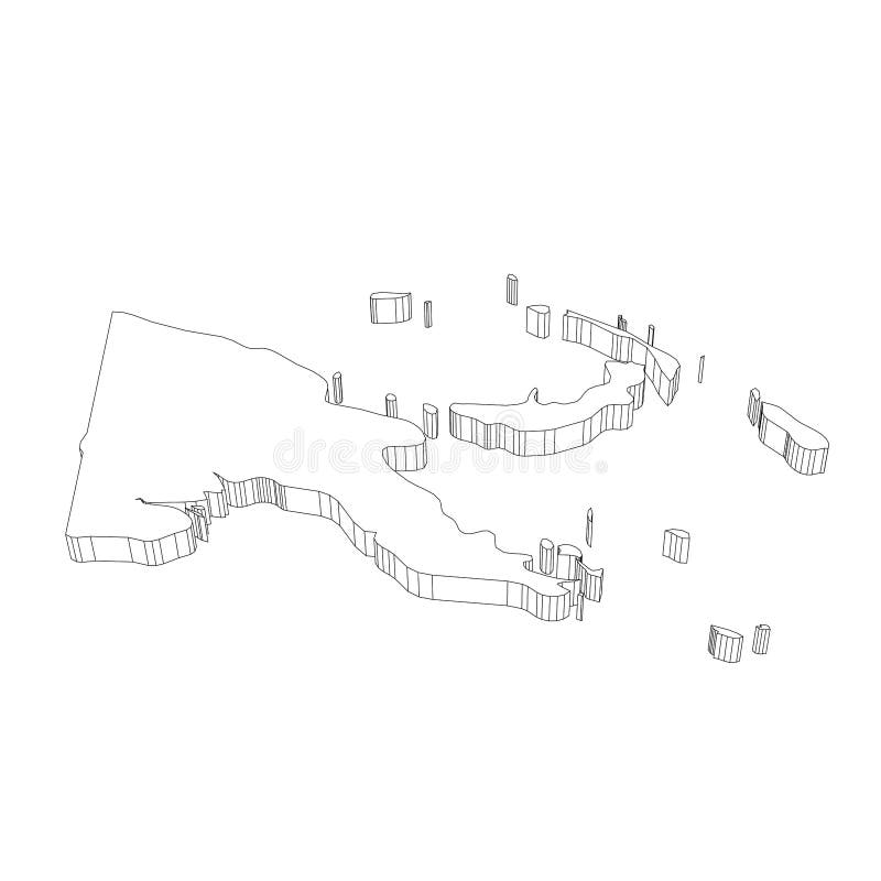 Papua New Guinea Solid Black Outline Border Map Of Country Area