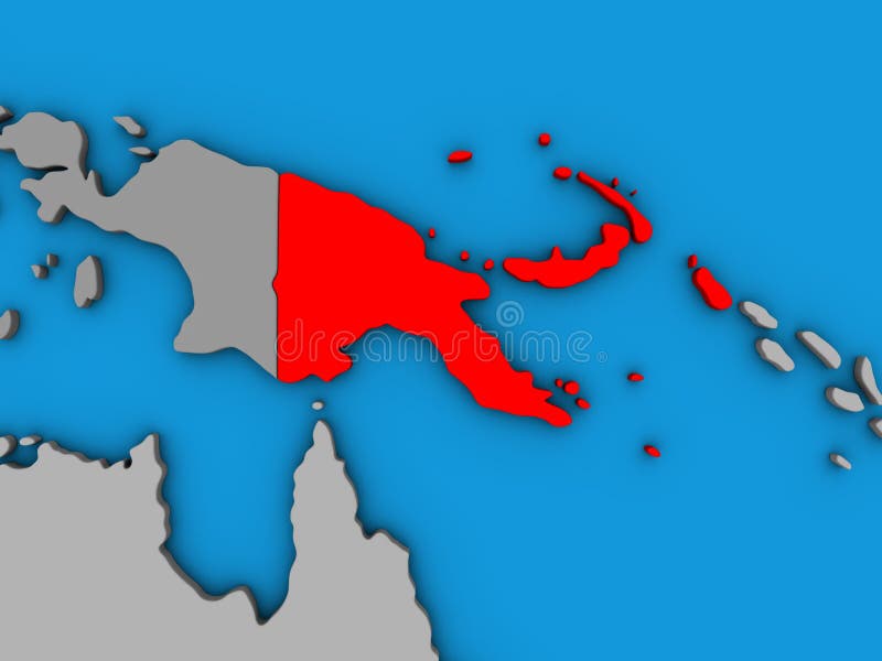 Papua New Guinea on 3D map stock illustration. Illustration of papuan ...