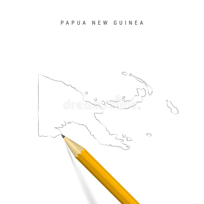 Papua New Guinea Freehand Pencil Sketch Outline Vector Map Isolated On