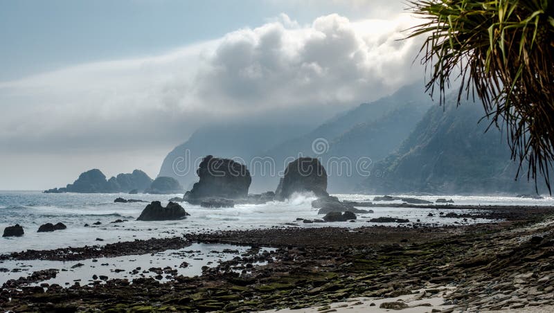 Papuma Beach stock photo. Image of east, beach, java - 155428402