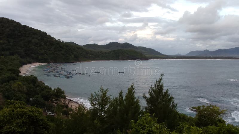 Papuma Beach in the South of Java Island Stock Image - Image of tree ...