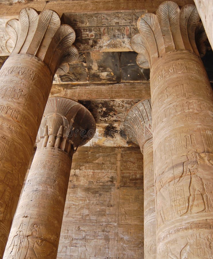 Papyrus Columns at Edfu Temple Stock Photo - Image of stone, culture ...