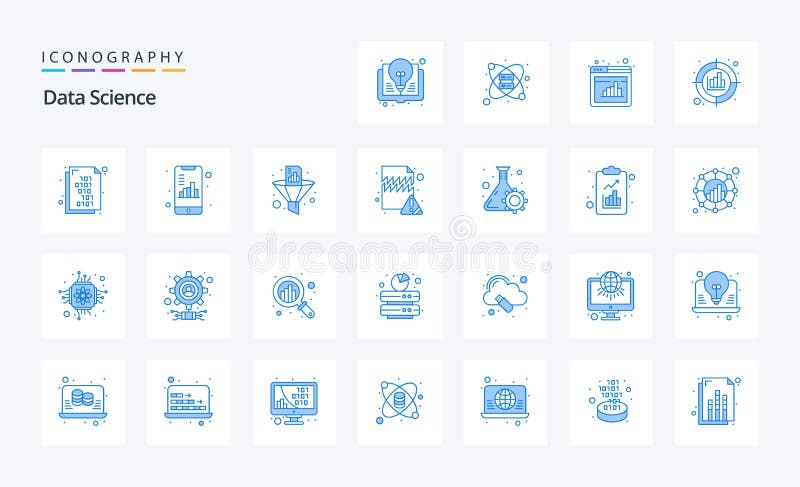 Paquete De Iconos Azul De Ciencia De Datos 25 Ilustración del Vector ...