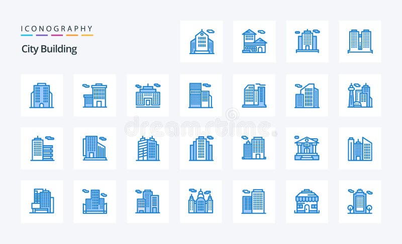 Paquete De Iconos Azul De Edificio De 25 Ciudades Ilustración del Vector - Ilustración de ...