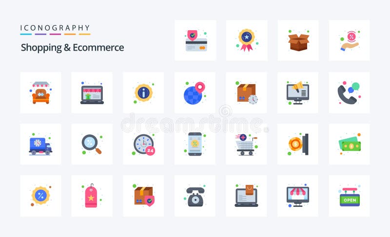 25 Paquete De Iconos De Color Plano Para Compras Y Ecommerce ...