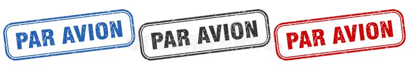 Par Avion Square Isolated Sign Set. Par Avion Stamp Stock Vector ...