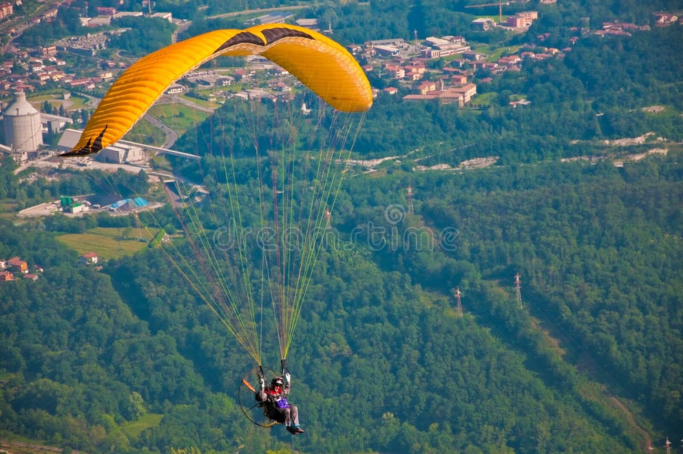 Para-glider over forest stock photo. Image of forestry - 16039178