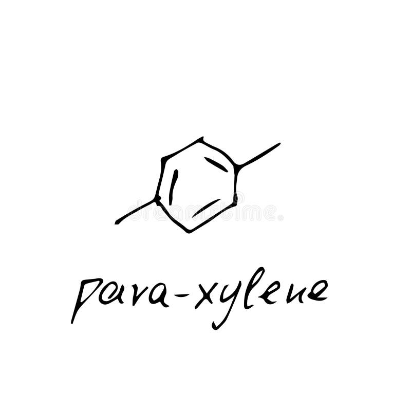Para Xylene Molecule Formula. Hand Drawn Imitation of Paraxylene ...