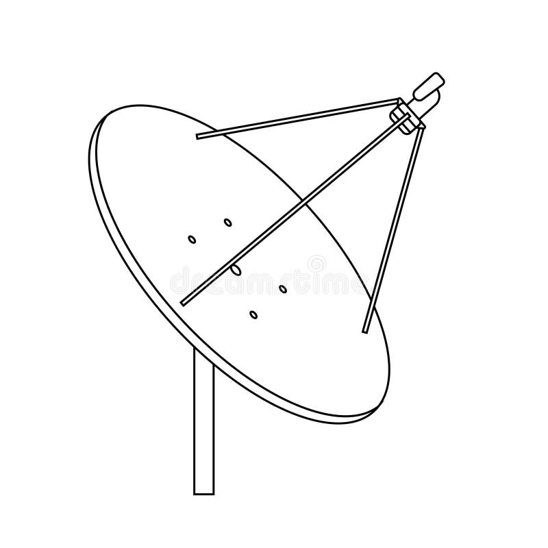 Parabolic Antenna Outline Icon Illustration on White Background Stock ...