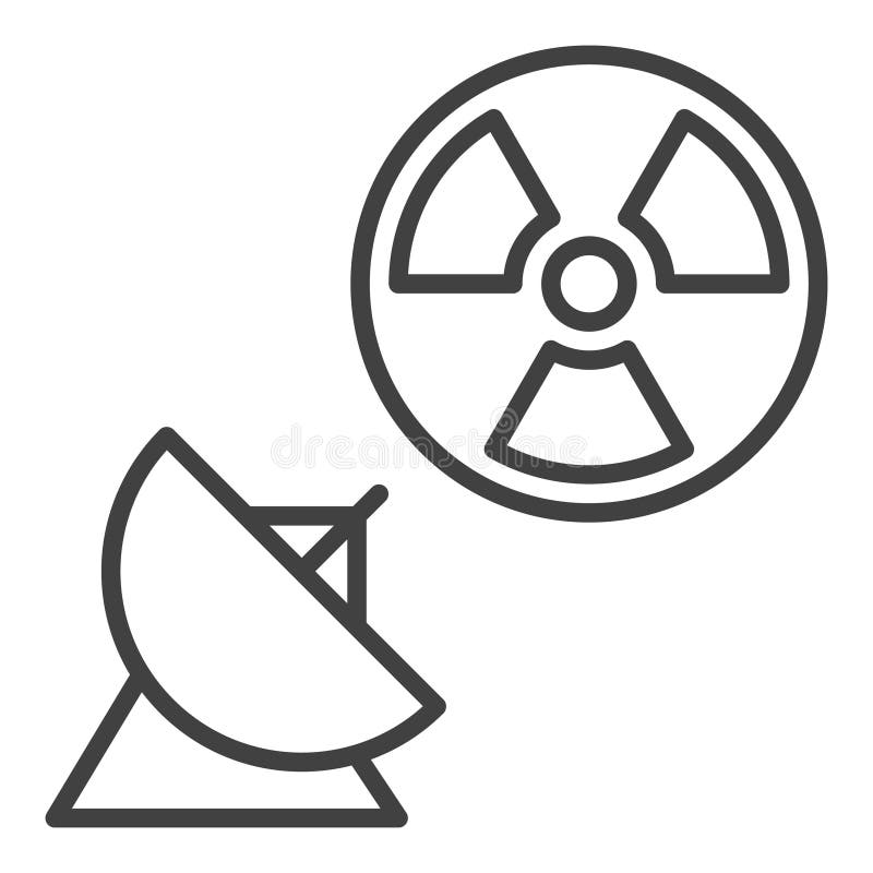 Parabolic Antenna and Radiation Sign Line Icon - Vector Space-Based ...