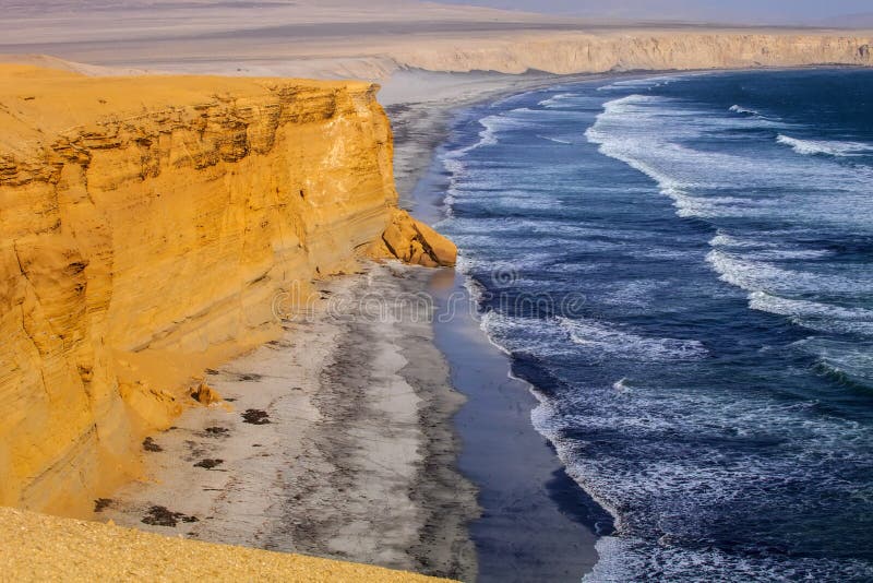 Paracas Peninsula, Catedral Rock, Coast Peru Stock Photo - Image of ...