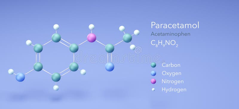 Paracetamol, Acetaminophen, Molecular Structures, 3d Rendering ...
