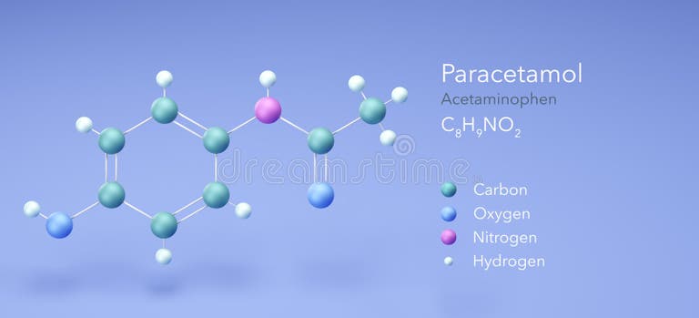 Paracetamol, Acetaminophen, Molecular Structures, 3d Rendering ...
