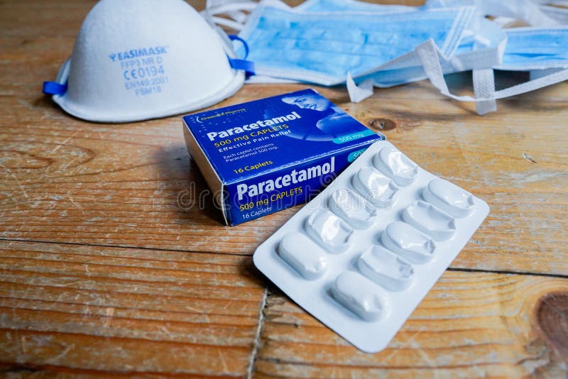 Paracetamol Box and Tabs - Masks on the Floor Editorial Stock Image ...