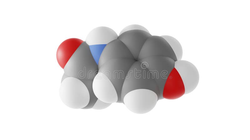 Paracetamol Molecule, Acetaminophen, Molecular Structure, Isolated 3d ...