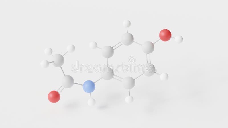 Paracetamol Molecule 3d, Molecular Structure, Ball and Stick Model ...
