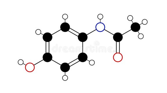 Paracetamol Molecule, Structural Chemical Formula, Ball-and-stick Model ...