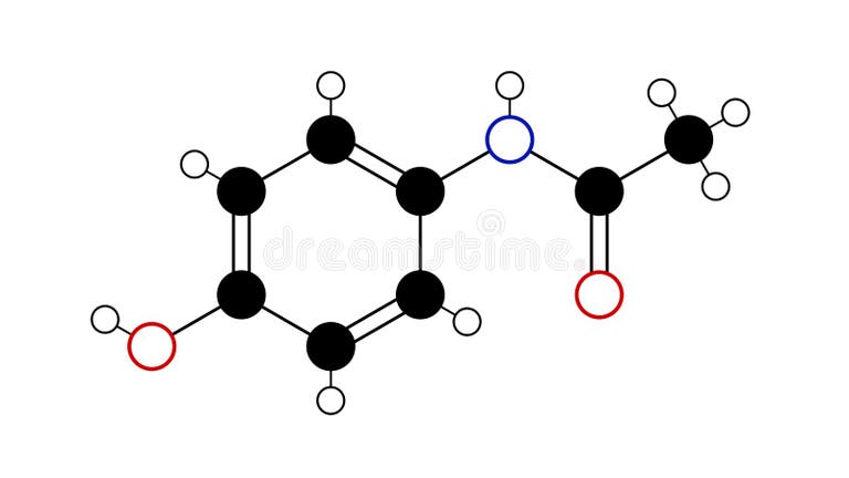 Paracetamol Molecule, Structural Chemical Formula, Ball-and-stick Model ...
