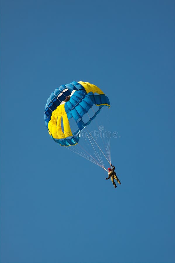 Parachute on Background Blue Sky and the Moon. Stock Photo - Image of ...