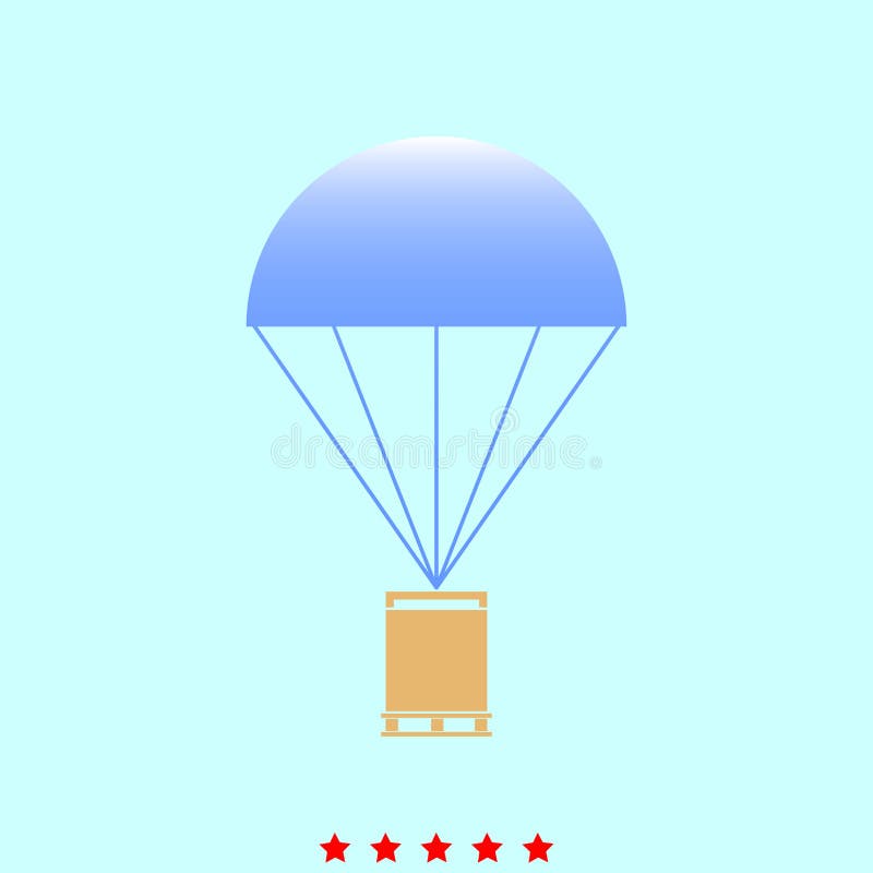 Parachute with cargo icon stock vector. Illustration of outdoor - 118800400
