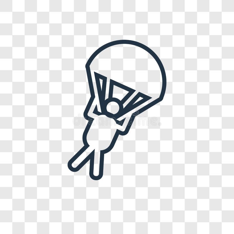 Parachute Concept Vector Linear Icon Isolated on Transparent Background ...
