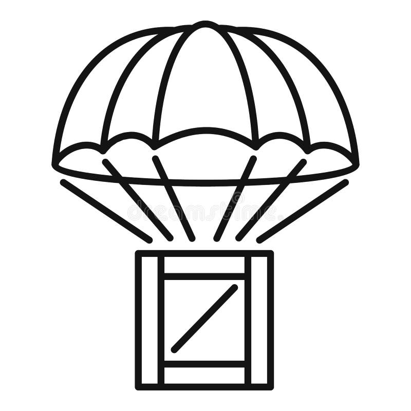 Parachute Delivery Box Icon, Outline Style Stock Vector - Illustration ...
