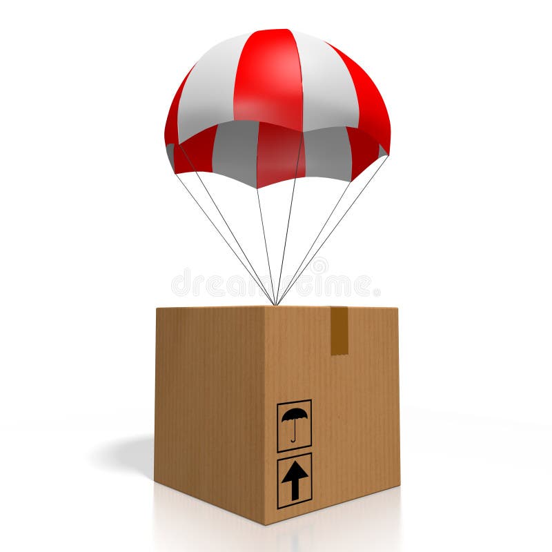 Parachute, Delivery Concept - 3D Rendering Stock Illustration ...