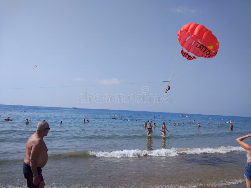 The Parachute Flies in the Sky on the Beach Editorial Stock Image ...
