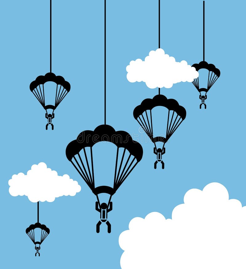 Parachute fly stock vector. Illustration of parachuting - 51989800