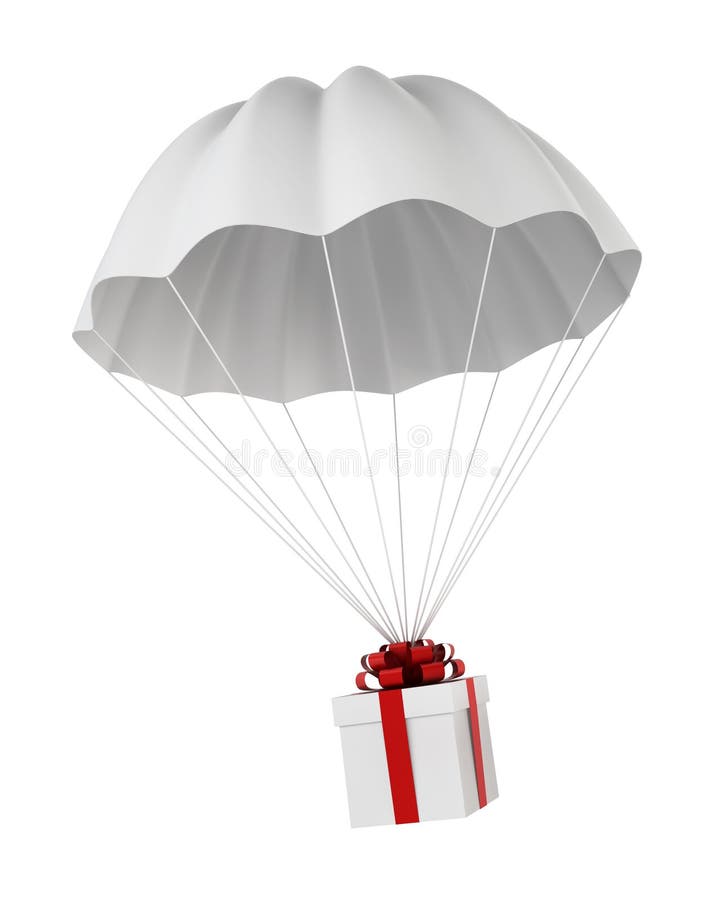 Blue Parachute with a Gift Box Stock Vector - Illustration of express ...