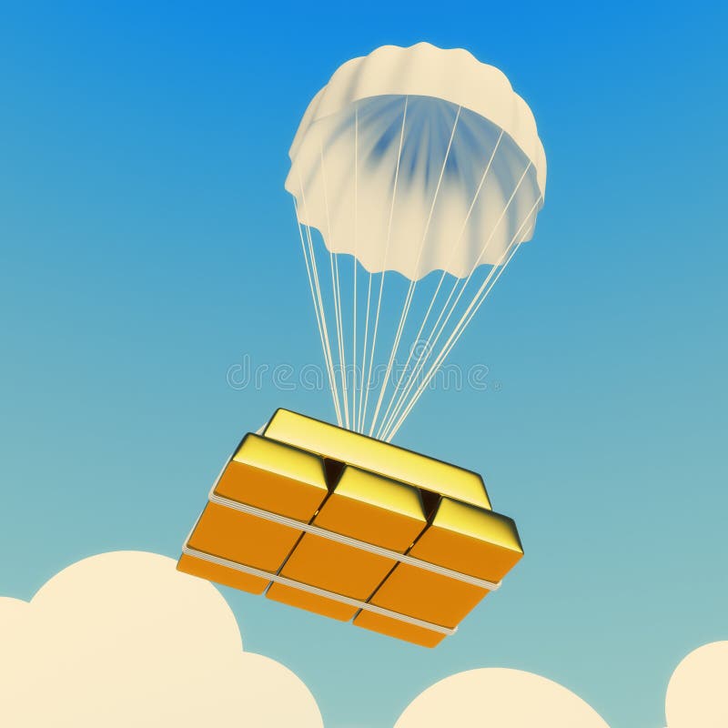 Golden Parachute with Dollar Sign Stock Illustration - Illustration of ...