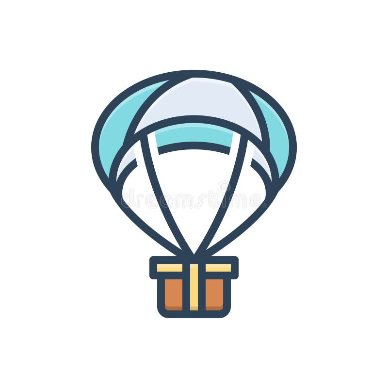 Color Illustration Icon for Parachute, Airdrop and Transport Stock ...