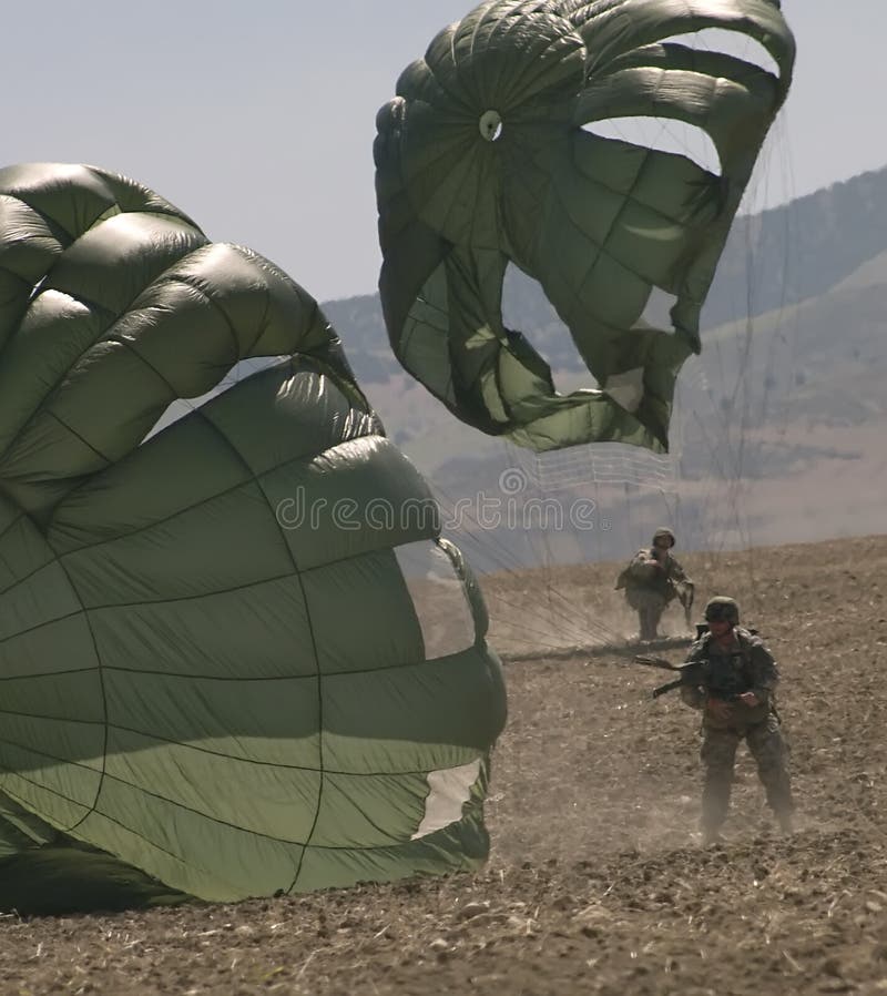 Parachute landing stock photo. Image of guard, training - 1340088