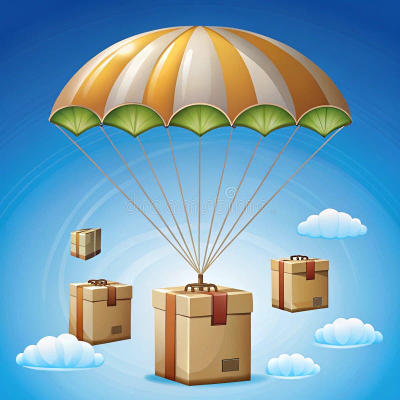 Parachute with Load in an Online Game Setting Stock Illustration ...