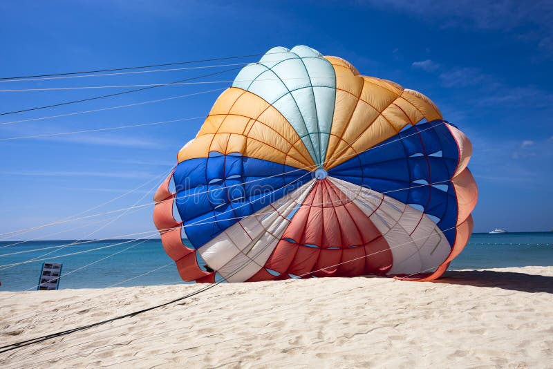 The Parachute Lying on the Ground Stock Image - Image of jump, closely ...