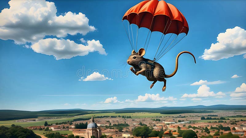 Parachute with Mouse Hanging on Stock Illustration - Illustration of ...