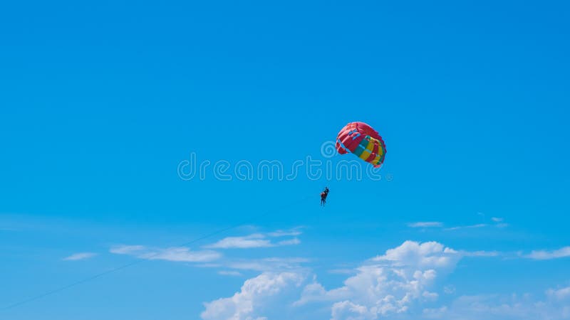 Parachute in the Sky at the Beach of Kata Phuket Stock Image - Image of ...