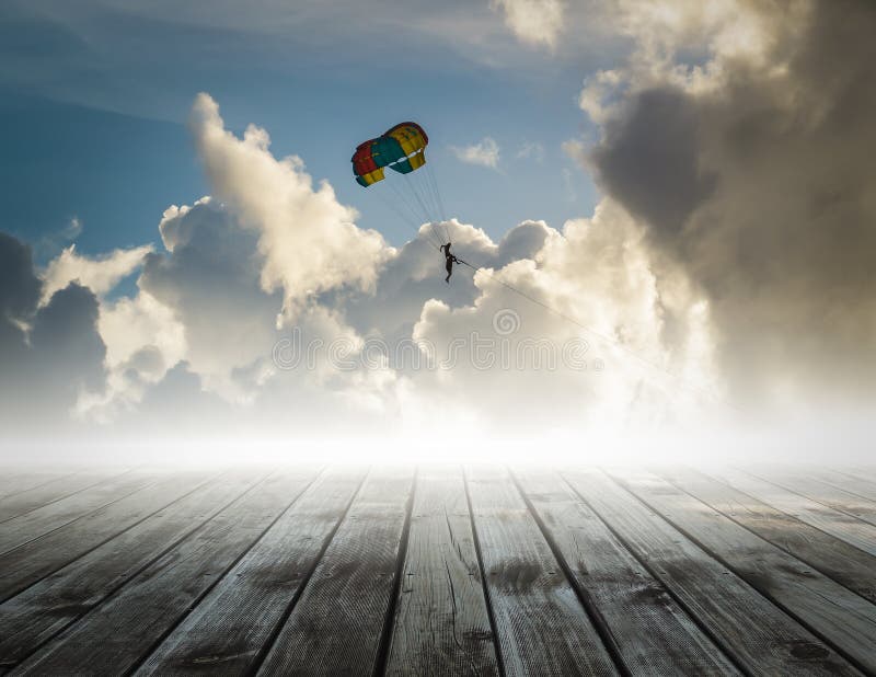 Parachute on the Sky, Success Concept Stock Image - Image of cloudy ...