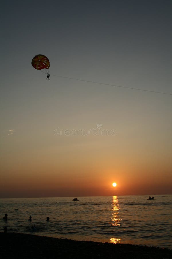 Parachute at sunset stock photo. Image of jump, paragliding - 30800848