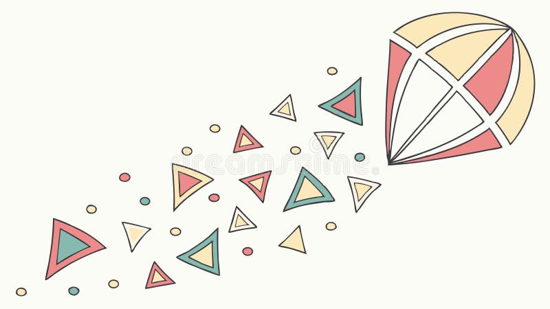 Parachutes Descending with Shapes Illustration Vector Art, Vector ...