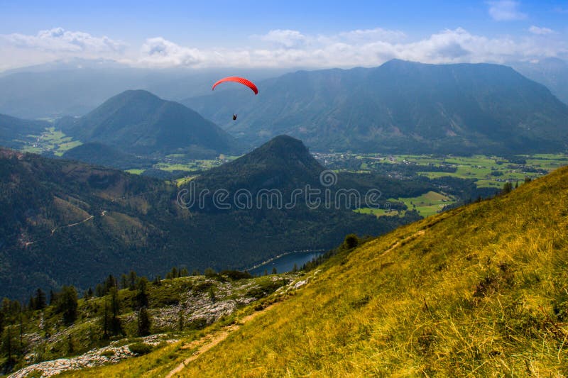 Parachuting stock photo. Image of flyer, rest, hallstatt - 47534830