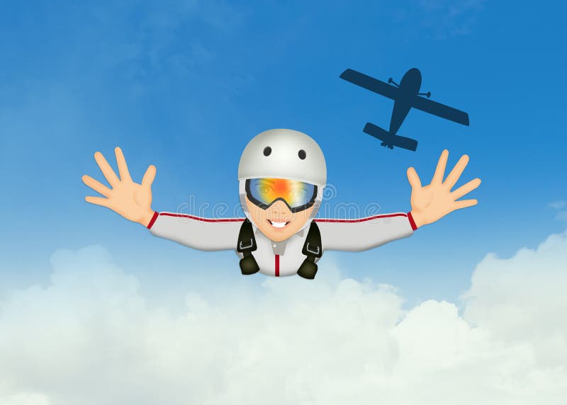 Parachuting man stock illustration. Illustration of airplane - 99276201