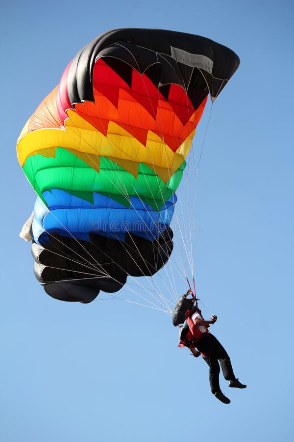 Parachutist with Colorful Parachute Stock Photo - Image of people ...
