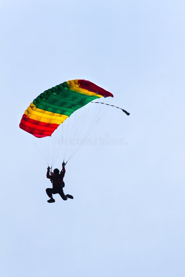 Parachutist Demonstrates Jumping from Airplane Stock Photo - Image of ...